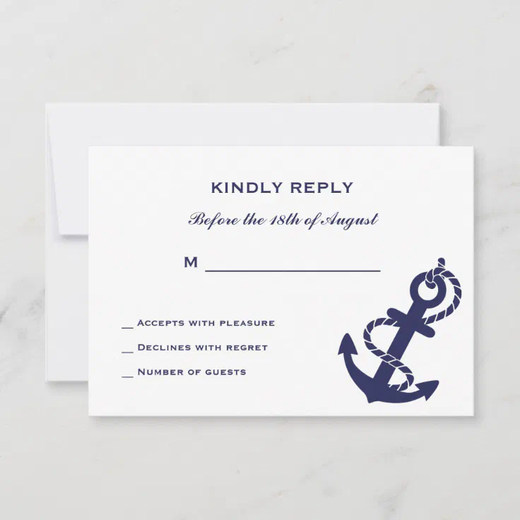 Nautical Anchor with Rope Wedding Invitation | Zazzle