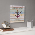 Nautical Anchor Wood Welcome Aboard Boat Name Square Wall Clock | Zazzle