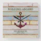 Nautical Anchor Wood Welcome Aboard Boat Name Square Wall Clock | Zazzle