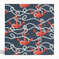 Nautical Anchors And Rope Pattern Binder | Zazzle
