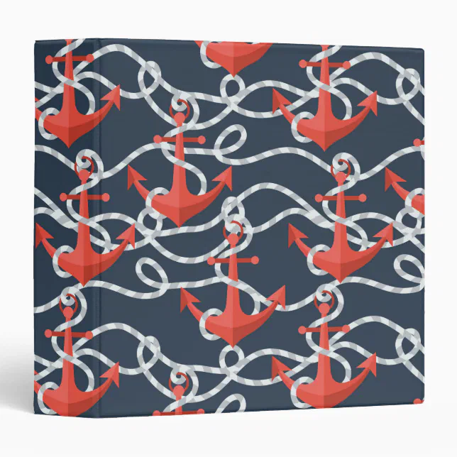Nautical Anchors And Rope Pattern Binder | Zazzle