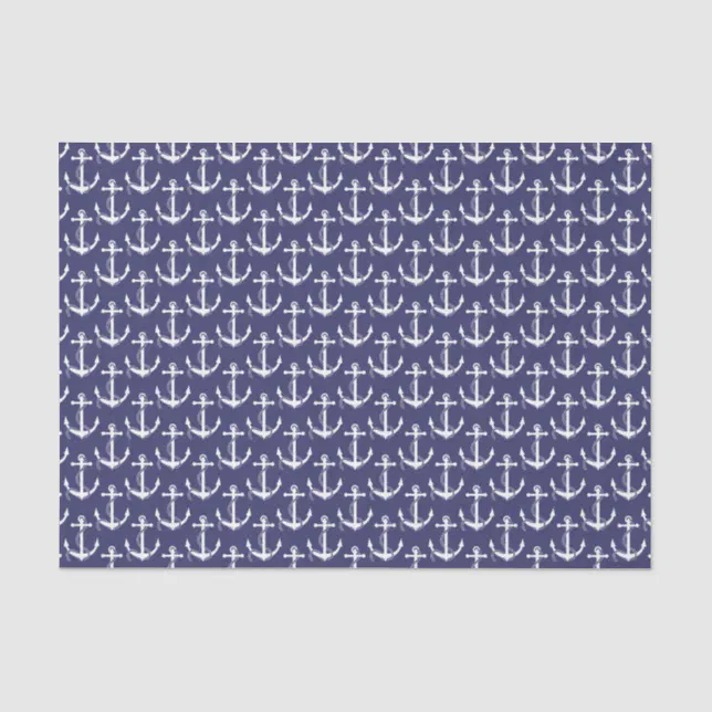 Nautical Anchors Aweigh Navy Tissue Paper | Zazzle
