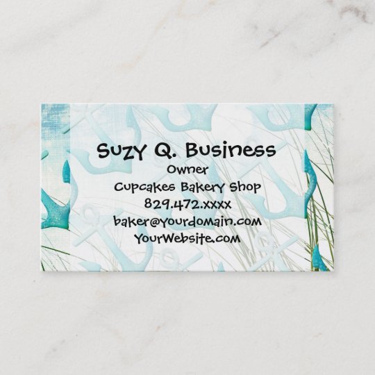 Nautical Anchors Beach Ocean Seaside Coastal Theme Business Card ...