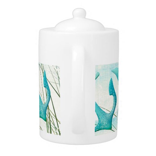Nautical Anchors Beach Ocean Seaside Coastal Theme Teapot | Zazzle