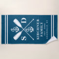 Nautical Anchors Boat Oars Family Monogram Navy Beach Towel | Zazzle