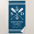 Nautical Anchors Boat Oars Family Monogram Navy Beach Towel | Zazzle