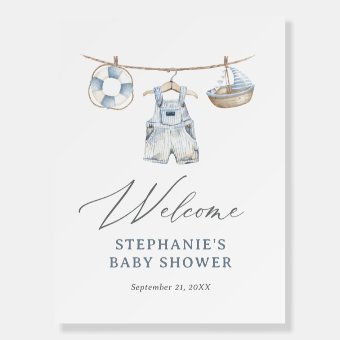 Nautical Baby Clothes Baby Shower Welcome Sign | Zazzle