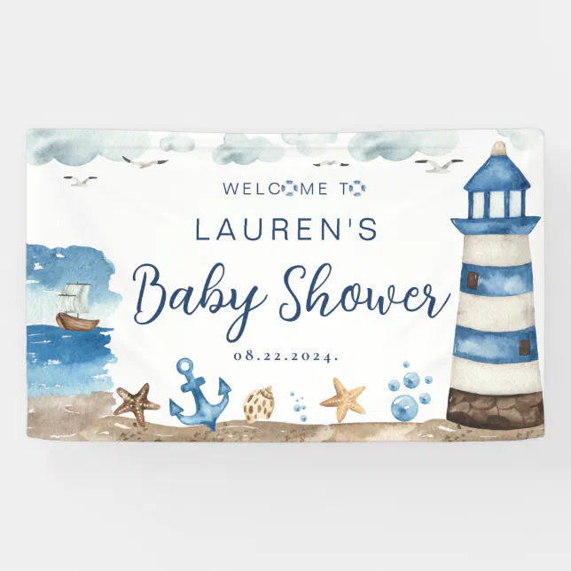 Nautical Baby Shower Banner | Zazzle