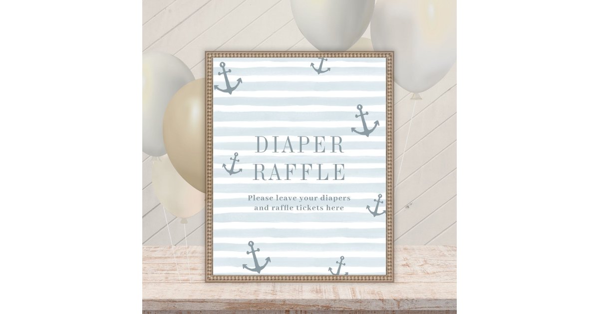 Nautical Baby Shower Diaper Raffle Table Sign | Zazzle
