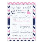 Nautical Girl Baby Shower Anchor w/ Heart Rope Invitation | Zazzle.com