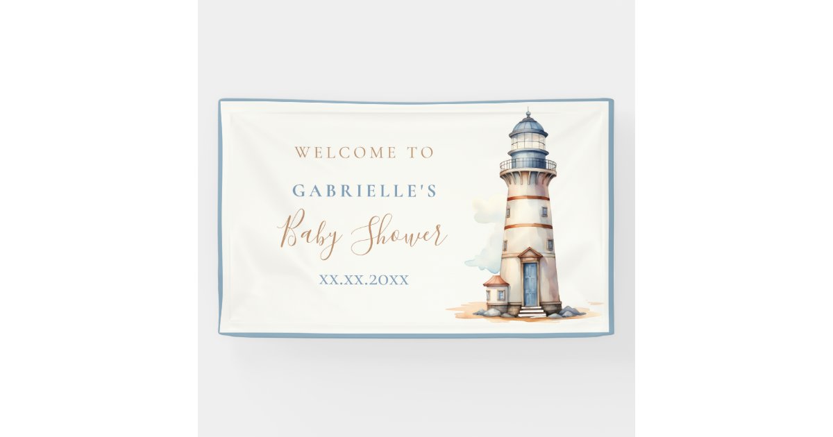 Nautical Baby Shower Lighthouse Welcome Banner | Zazzle