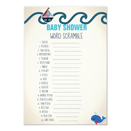 Nautical Baby Shower Word Scramble Game Invitation | Zazzle.com