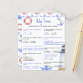 Nautical Baby Trivia | Baby Shower Game | Zazzle