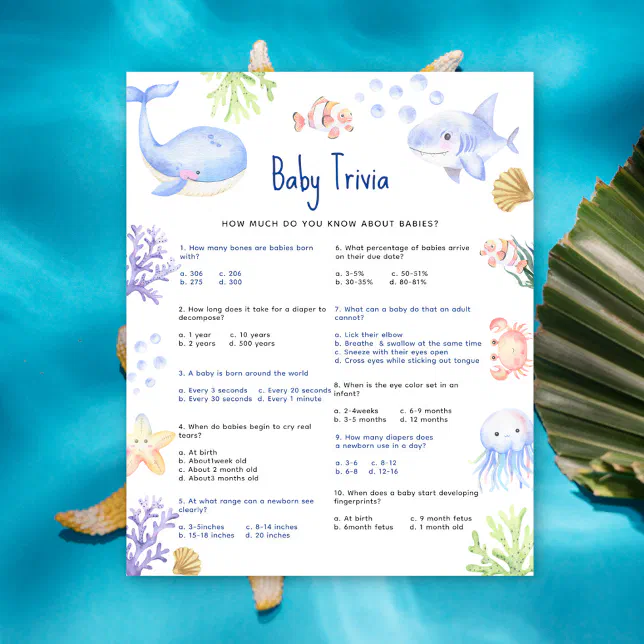 Nautical Baby Trivia Under the sea Baby Shower | Zazzle