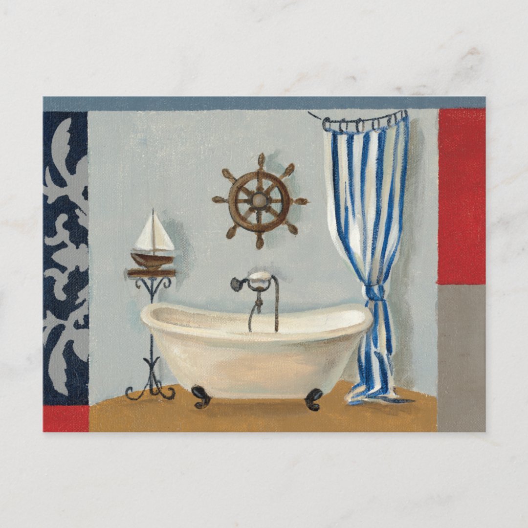 Nautical Bathroom Postcard | Zazzle