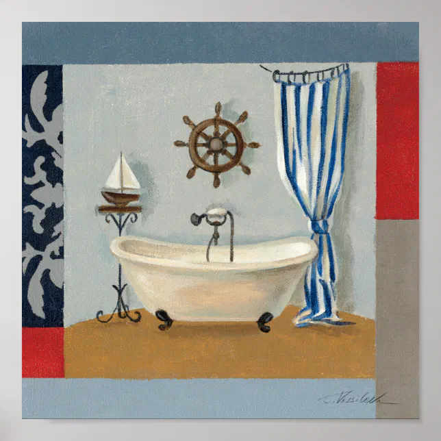 Nautical Bathroom Poster | Zazzle