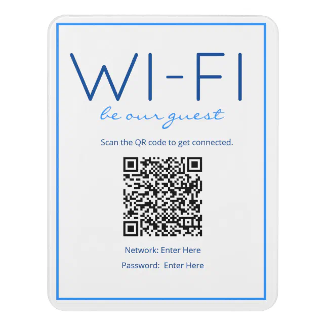 Nautical Beach Blue Wi-Fi QR Code Guest Sign | Zazzle