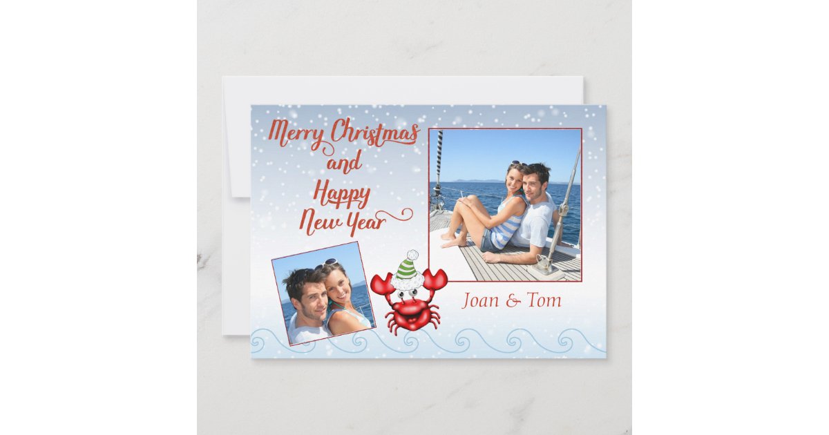 Nautical Beach Boaters Photo Christmas Card | Zazzle