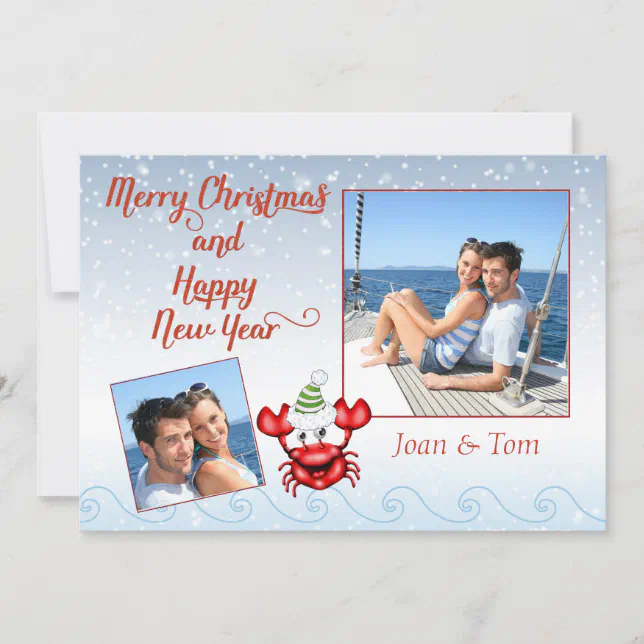 Nautical Beach Boaters Photo Christmas Card | Zazzle