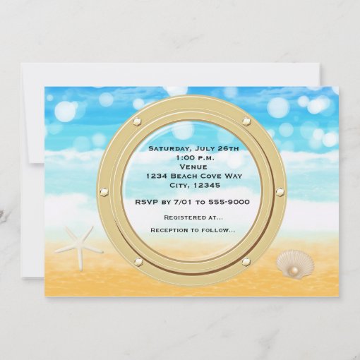Nautical Beach Cruise Sea Ship Wedding Invitation | Zazzle