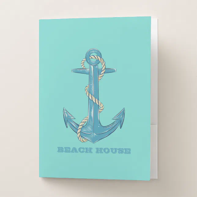Nautical Beach House,Anchor,Rope,Mint Green Pocket Folder | Zazzle