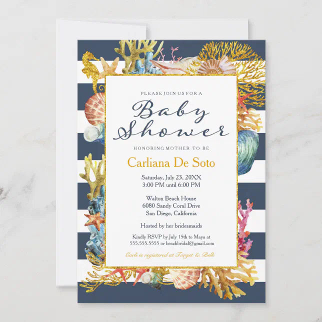 Nautical Beach Ocean / Sea Baby Shower Invitation | Zazzle