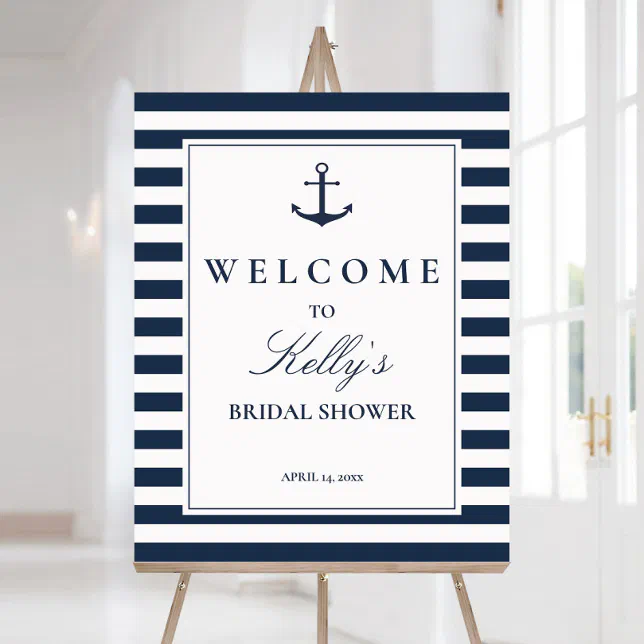 Nautical Beach Theme Bridal Shower Welcome Sign | Zazzle