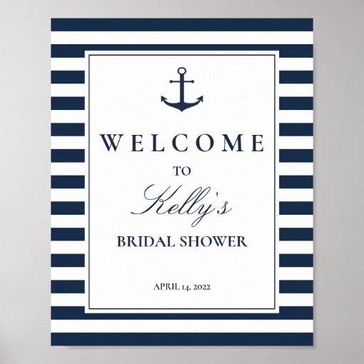 Nautical Beach Theme Bridal Shower Welcome Sign | Zazzle