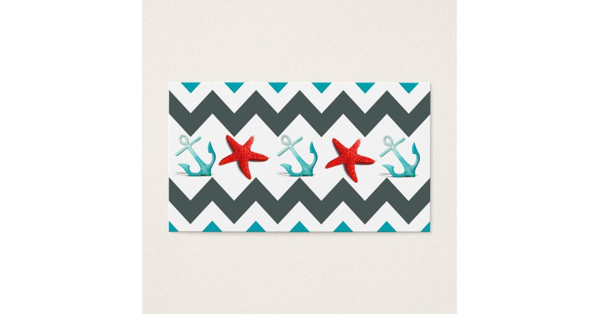Nautical Beach Theme Chevron Anchors Starfish | Zazzle