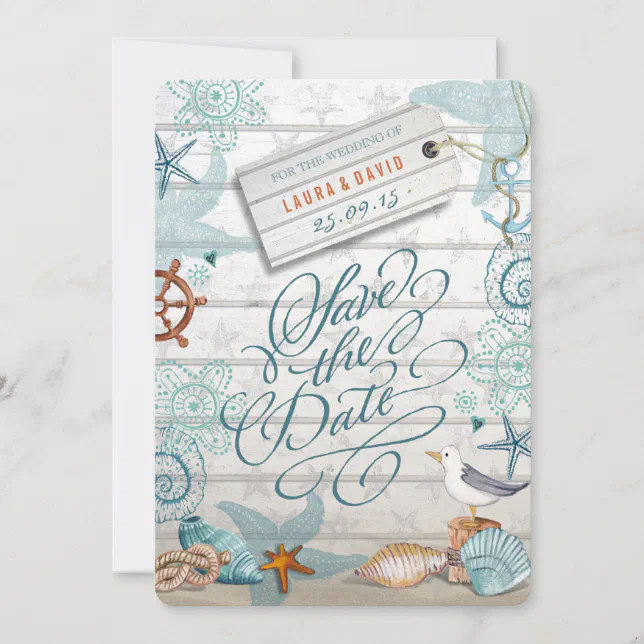 Nautical Beach Wedding | Save the Date | Zazzle