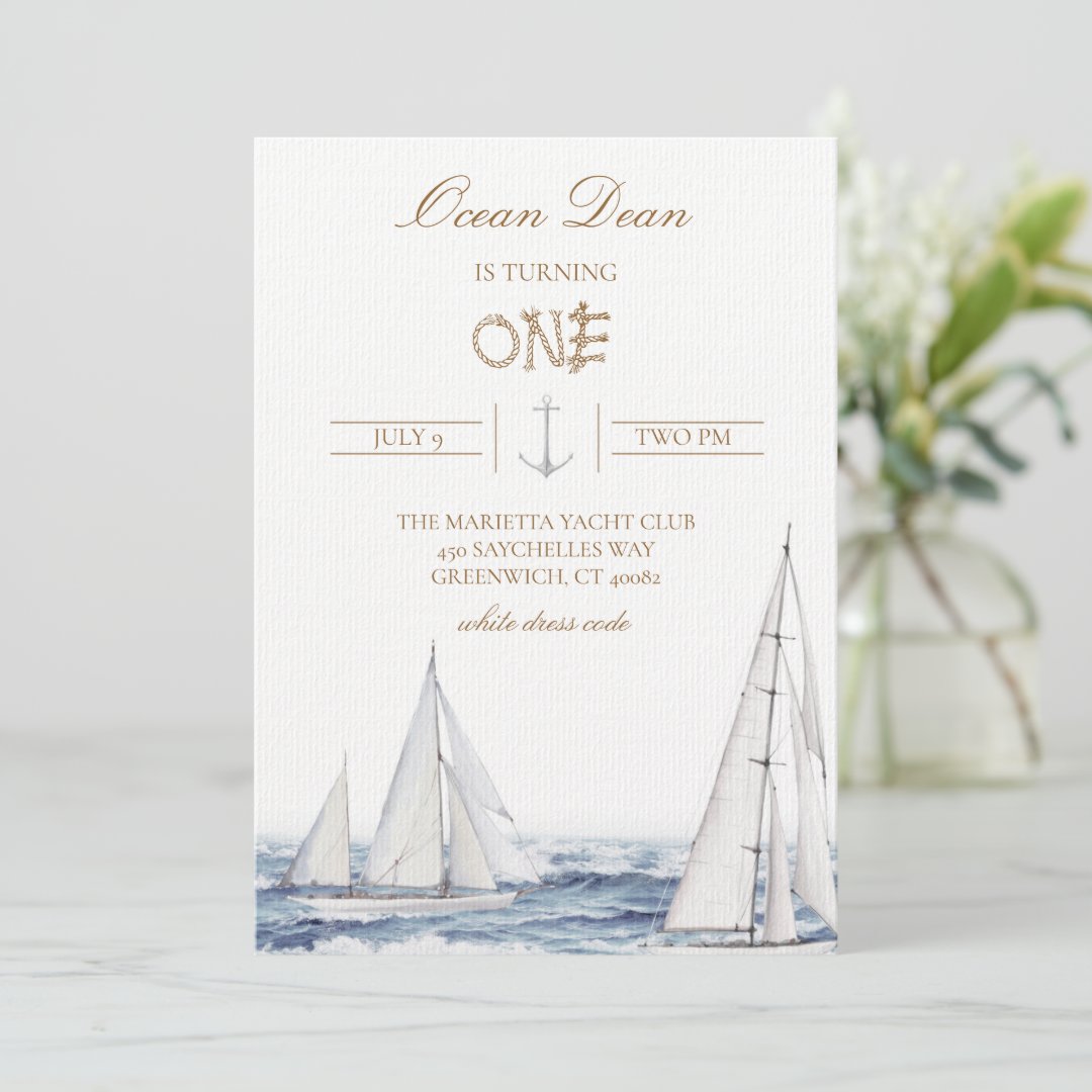 Nautical Birthday Invitation Sailing Theme Invite | Zazzle