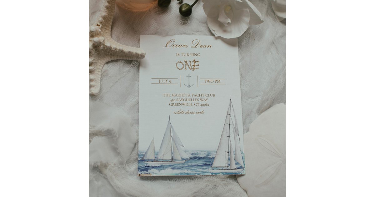 Nautical Birthday Invitation Sailing Theme Invite | Zazzle