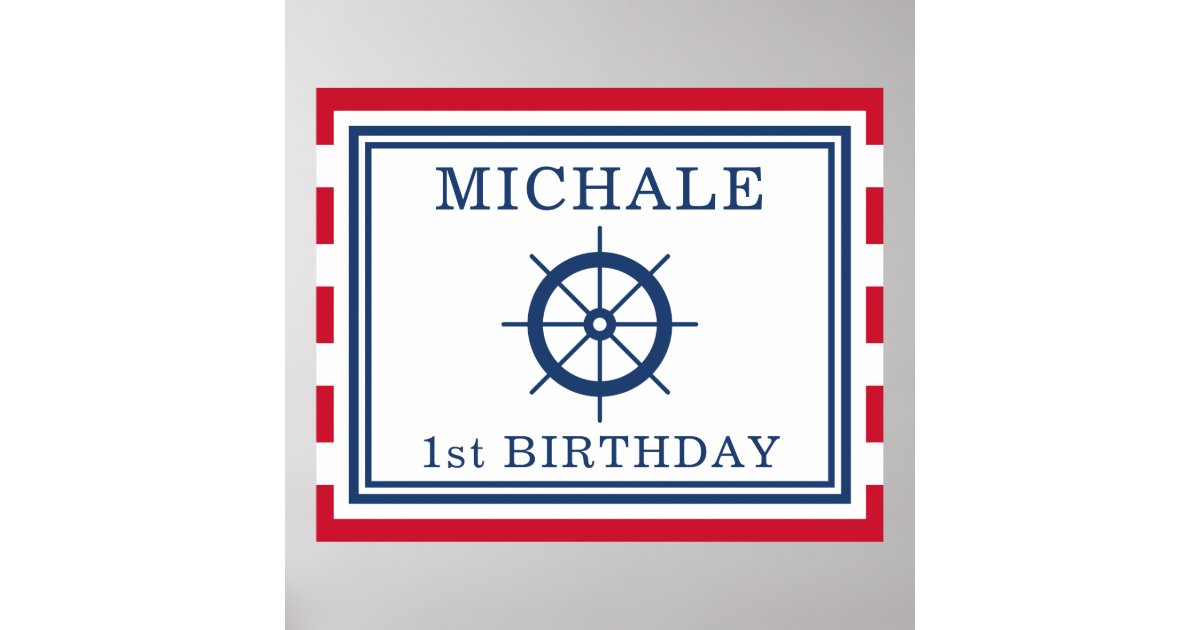 Nautical Birthday Party Backdrop Poster | Zazzle