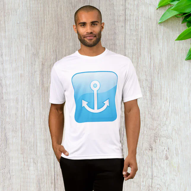 Nautical Blue Anchor Icon Modern Maritime T-Shirt | Zazzle