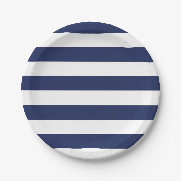 Nautical Blue And White Striped Paper Plate | Zazzle.com