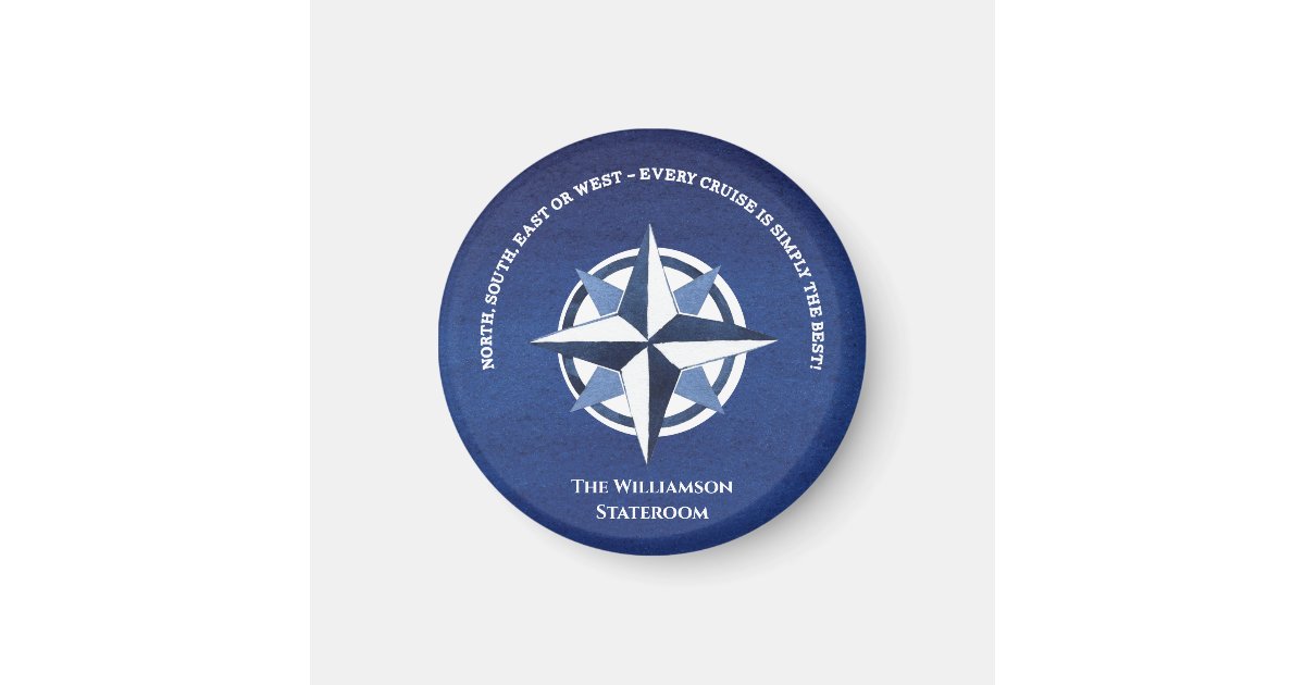 Nautical Blue Compass Door Marker Cruise Magnet | Zazzle