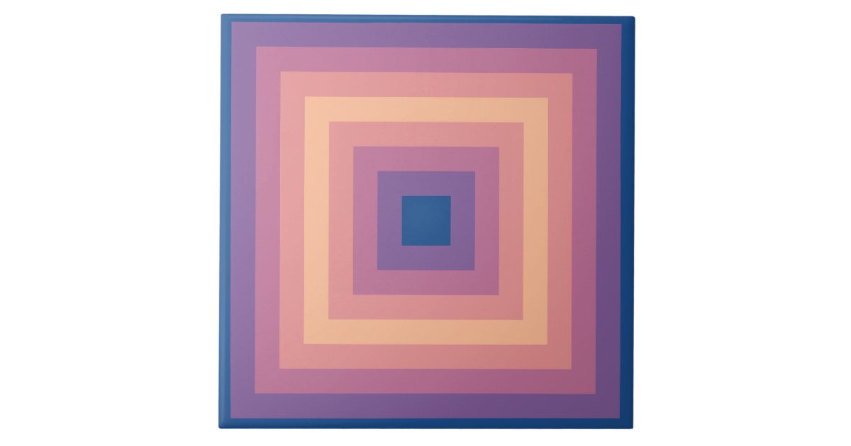 Nautical Blue Fuzzy Peach Squares Ceramic Tile | Zazzle