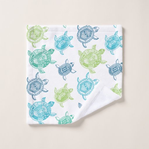 Nautical Blue & Green Sea Turtles Bath Towel Set | Zazzle