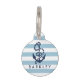 Nautical Blue Stripe Anchor Personalized Pet Name Tag | Zazzle