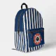 Nautical Blue Striped Welcome Aboard Boat Logo Printed Backpack | Zazzle