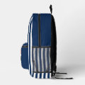 Nautical Blue Striped Welcome Aboard Boat Logo Printed Backpack | Zazzle