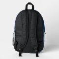 Nautical Blue Striped Welcome Aboard Boat Logo Printed Backpack | Zazzle