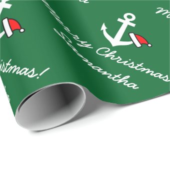 Nautical boat anchor christmas wrapping paper | Zazzle