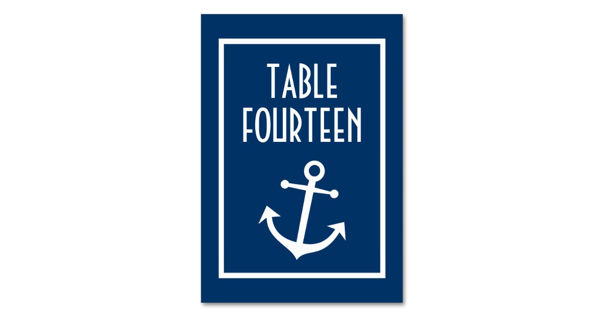 Nautical Boat Anchor Numbers (Dark Blue / White) Table Number | Zazzle