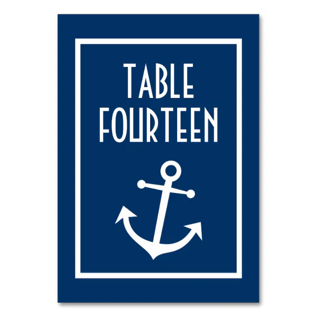 Nautical Boat Anchor Numbers (Dark Blue / White) Table Number | Zazzle