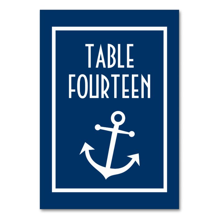 Nautical Boat Anchor Numbers (Dark Blue / White) Table Number | Zazzle.com