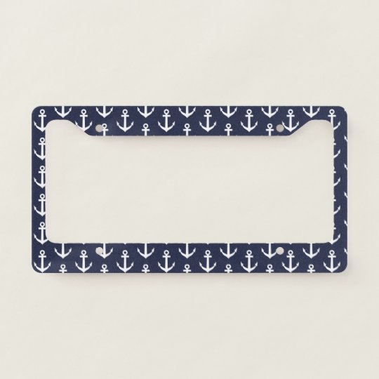 Nautical boat anchor pattern license plate frame | Zazzle.com