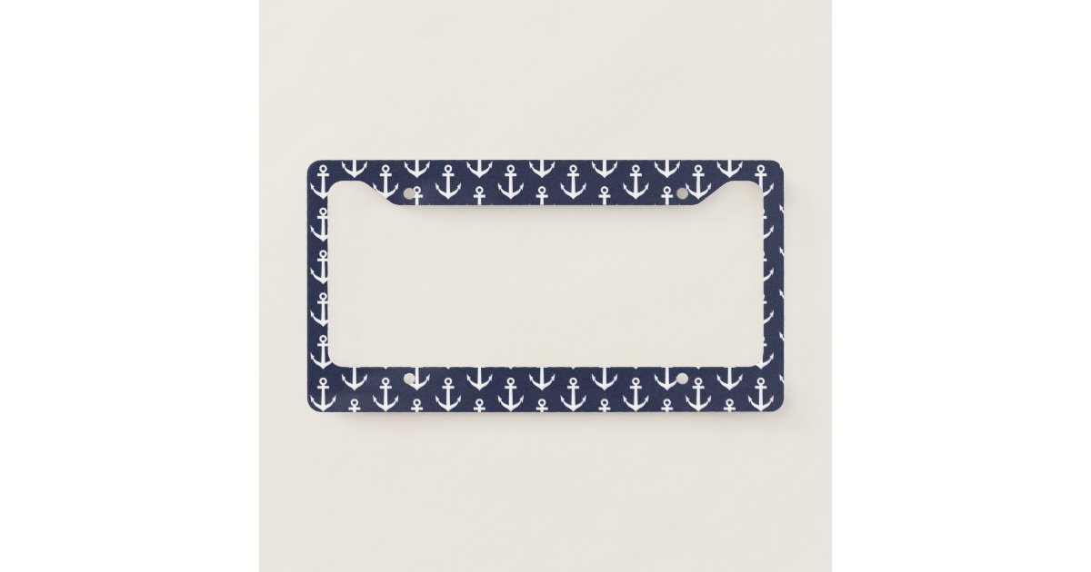 Nautical boat anchor pattern license plate frame | Zazzle