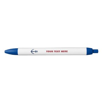 Nautical boat anchor pen with custom text | Zazzle