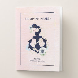 Nautical boat anchor with marine flowers pocket folder | Zazzle